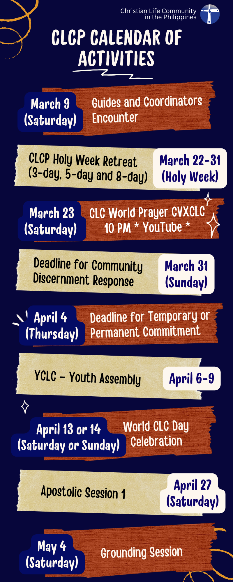 Clcp Calendar Of Activities February May 2024